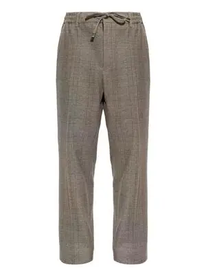 Etro Check Pattern Drawstring Trousers - Brown