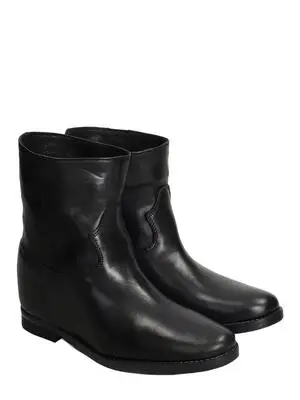JULIE DEE Leather Ankle Boots - Black