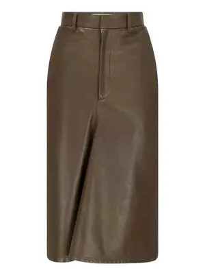 VICTORIA BECKHAM Victoria Beckham Kick Detail Leather Midi Skirt