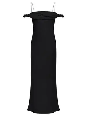 12 STOREEZ Toscana Draped Neck Dress - Black