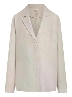 12 STOREEZ Santorini Notched-lapel Shirt - Neutrals