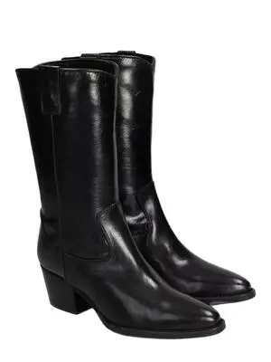 JULIE DEE Block-heel Texan Boots - Black