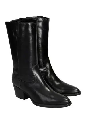 JULIE DEE Block-heel Texan Boots - Black