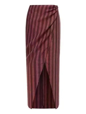 12 STOREEZ Striped Wrap Maxi Skirt - Red