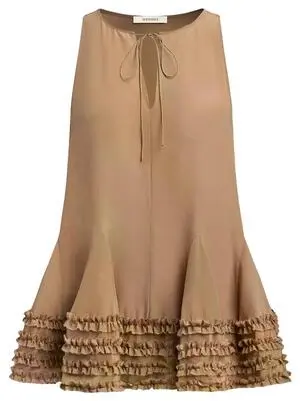 12 STOREEZ 12 STOREEZ Keyhole Ruffled Mini Dress Brown