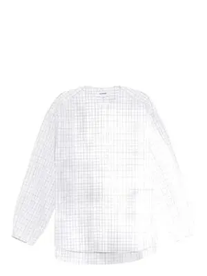 HED MAYNER Check-pattern Collarless Shirt - White