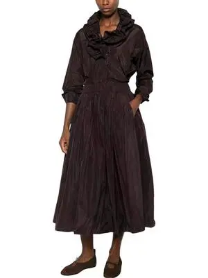 SUSANNE BOMMER Gathered Pleated Midi Skirt - Brown