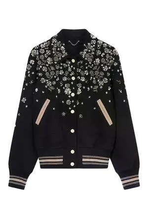 GOLDEN GOOSE Golden Goose Floral Embellished Logo Patch Bomber Jacket