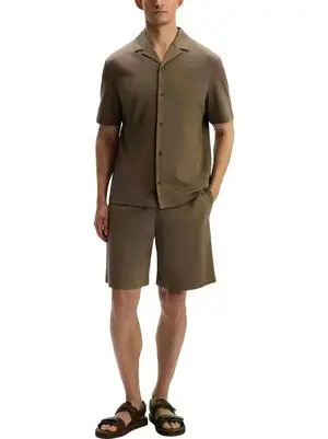 12 STOREEZ Short-sleeve Cotton Shirt - Brown