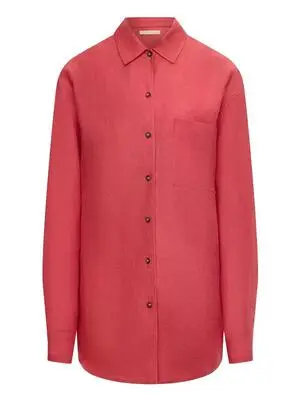 12 STOREEZ Patch Pocket Linen Shirt - Red