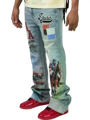DUAA Printed Denim Jeans - Blue