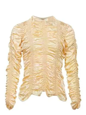 Khaite KHAITE Rory Ruched Long-Sleeve Blouse Yellow