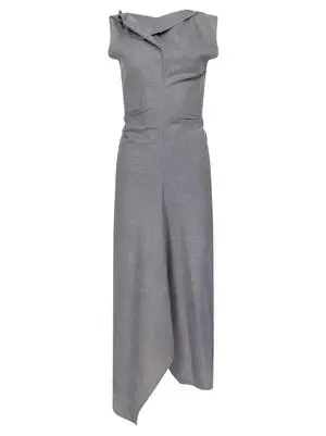 Victoria Beckham Draped Tailored Midi Dress - Grey