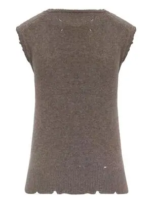 MAISON MARGIELA Maison Margiela Distressed V-Neck Vest Brown