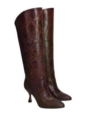 CASTAGNA Castagna Snake-Effect Knee-High Boots Red