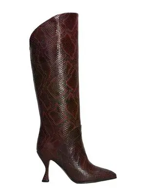 CASTAGNA CASTAGNA Snake-Effect Knee-High Boots Red