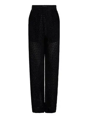 VICTORIA BECKHAM Victoria Beckham Geometric Devoré Finish Curved Leg Trousers