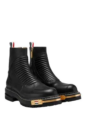Thom Browne Panelled Leather Boots - Black