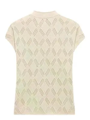 Shanghai Tang SHANGHAI TANG Openwork Knit Frog-Fastening Top Neutrals