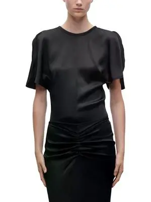 Victoria Beckham Bela Slit-sleeve Top - Black