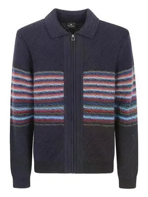 Paul Smith Striped Cotton Cardigan - Blue