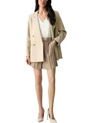 MORGAN High-waisted Striped Shorts - Neutrals