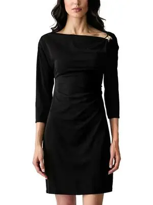 MORGAN Morgan Asymmetric Neck Gathered Waist Mini Dress