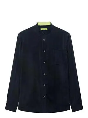 Shanghai Tang Fortune Mandarin-collar Chest-pocket Shirt - Blue