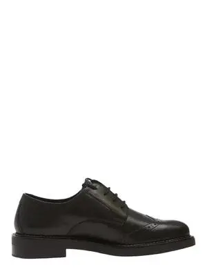 Geox Serilda Leather Derby Shoes - Black
