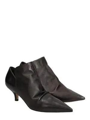 THE SELLER Ruched Pointed-toe Ankle Boots - Brown