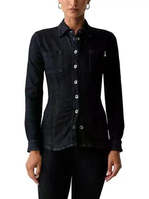 Patrizia Pepe Fly Logo Plaque Denim Shirt - Blue
