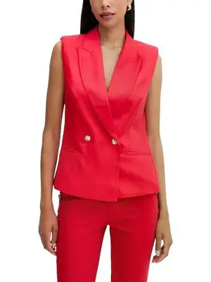 MORGAN Double-breasted Sleeveless Top With Peak Lapels - Red