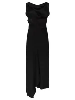 Victoria Beckham Draped Asymmetric Midi Dress - Black