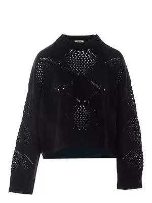 Liu Jo Open-knit Blazer With Rhinestone Embellishment - Black