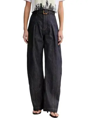 Munthe Nanina Belted Pleated Jeans - Blue