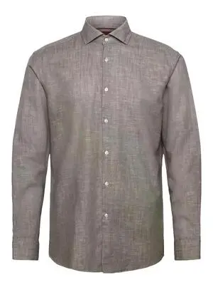 BOSS Slim-fit Shirt In Cotton And Linen - Brown