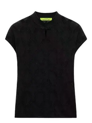 Shanghai Tang Silk Openwork Knit Top - Black