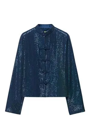SHANGHAI TANG Shanghai Tang Sequined Mandarin Collar Cropped Jacket