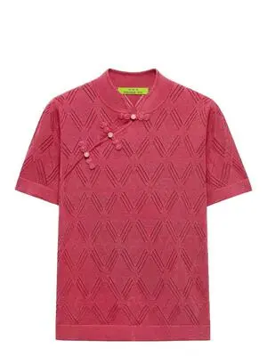 Shanghai Tang Silk Openwork Knit Top - Pink