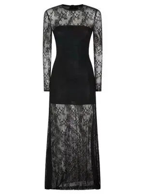 NISSA Lace Maxi Dress - Black