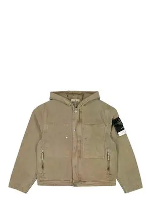 Stone Island Mineral Dyed Cotton Gabardine-tc Hooded Jacket - Neutrals