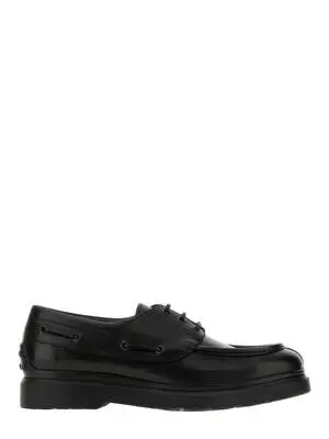 TOD'S Lace-up Leather Boat Shoes - Black