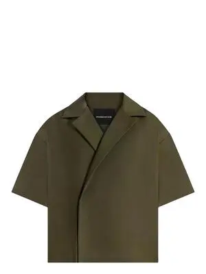 Manière De Voir Abel In Olive Boxy Twill Double-breasted Shirt Green