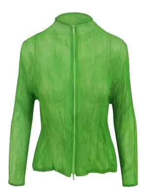 Issey Miyake Plissé-effect Zip-up Jacket - Green