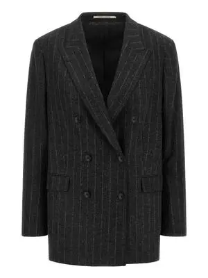 TAGLIATORE Tagliatore Jasmine Double-Breasted Pinstripe Suit Jacket