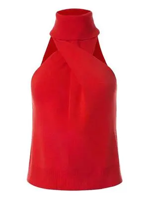 Monse Twist-front Halterneck Top - Red