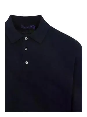 Ralph Lauren Purple Label Cashmere Polo Sweater - Blue