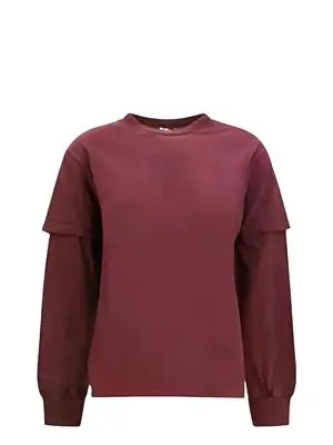 GANNI Double-sleeve Crewneck Sweatshirt - Red