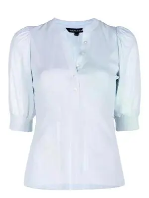 Veronica Beard Veronica Beard Coralee Puff-Sleeve Top Blue