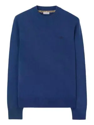Burberry Embroidered Knight Cashmere Blend Sweater - Blue